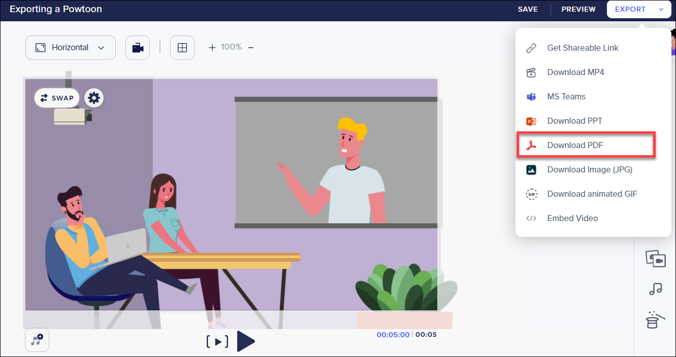 Downloading Your Powtoon to a PDF File – Powtoon Business