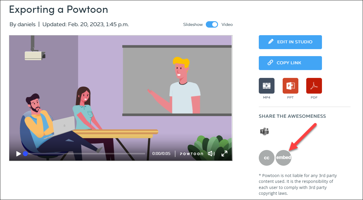 Embedding Your Powtoon in a Web Page – Powtoon Business