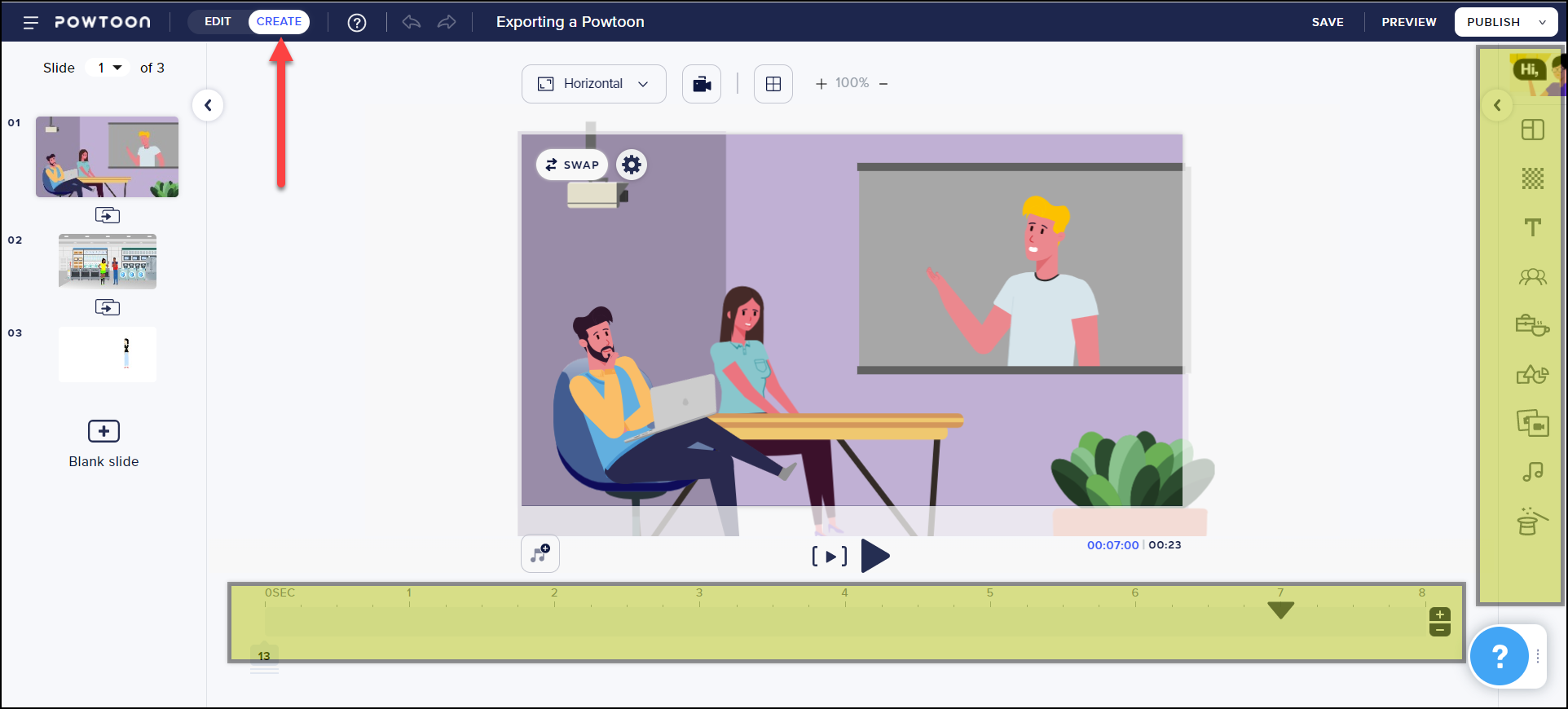 I Don't See the Tabs or Timeline in the Studio – Powtoon Business