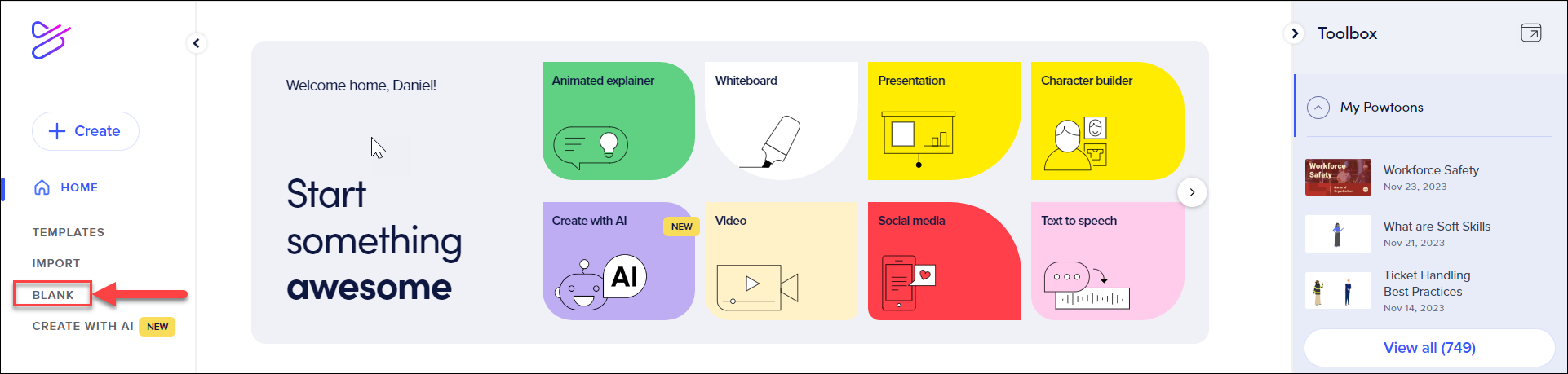 Creating a New Powtoon – Powtoon Business