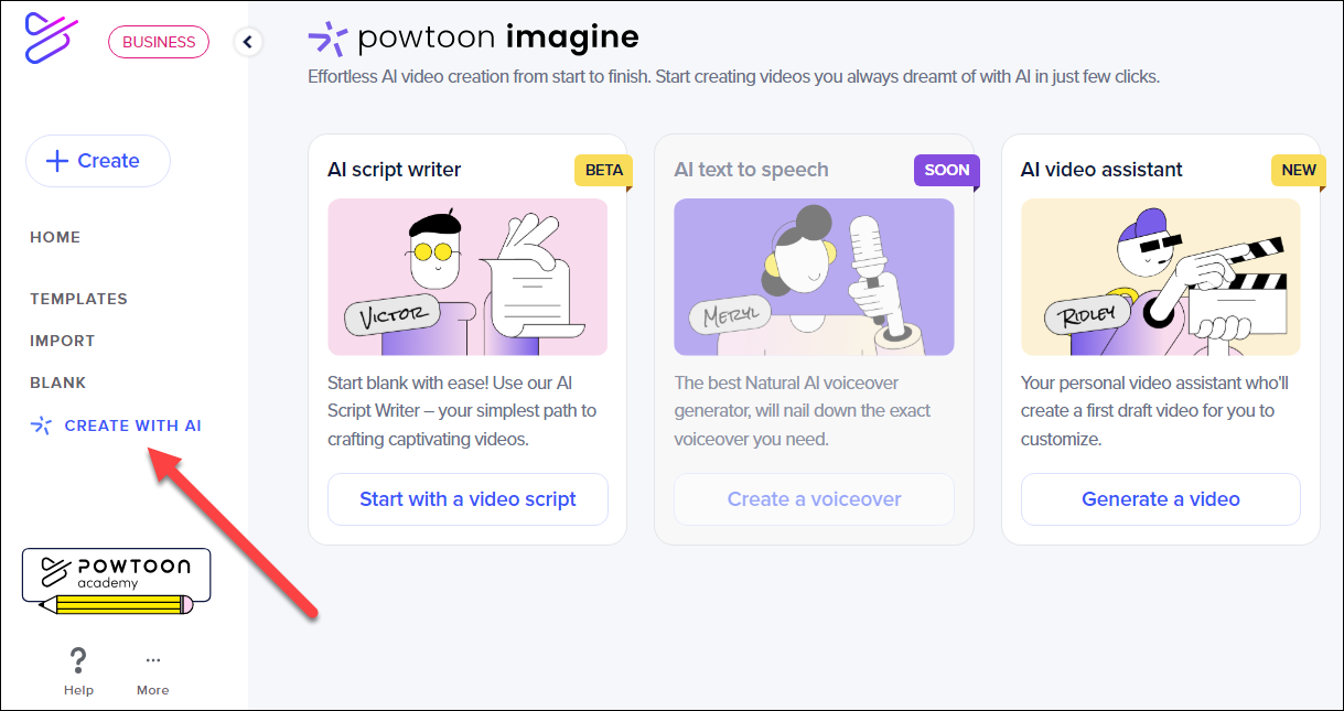 Imagine AI - Video Assistant – Powtoon Business